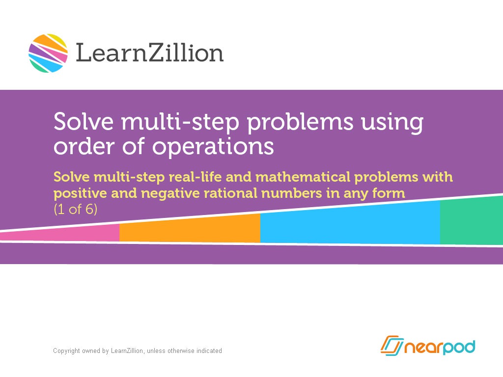 Solve multi-step problems using order of operation