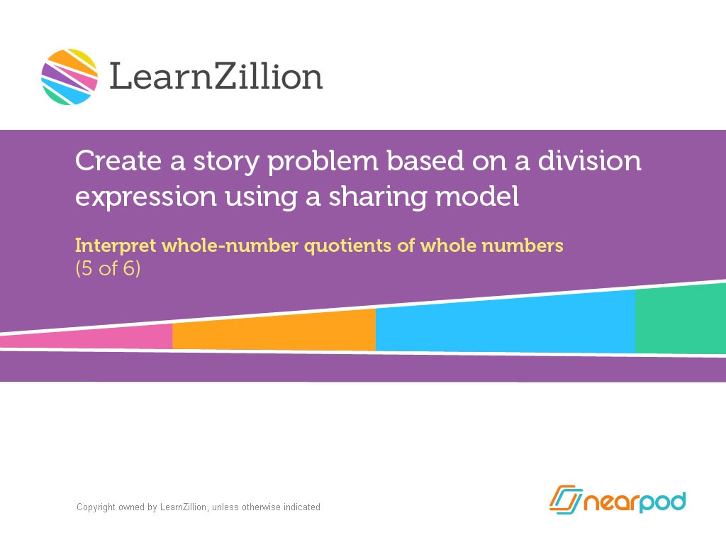 Create a story problem based on a division
