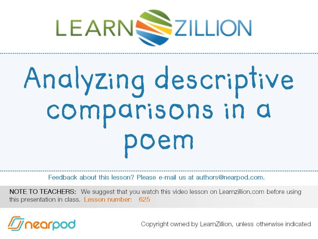 Analyzing descriptive comparisons in a poem