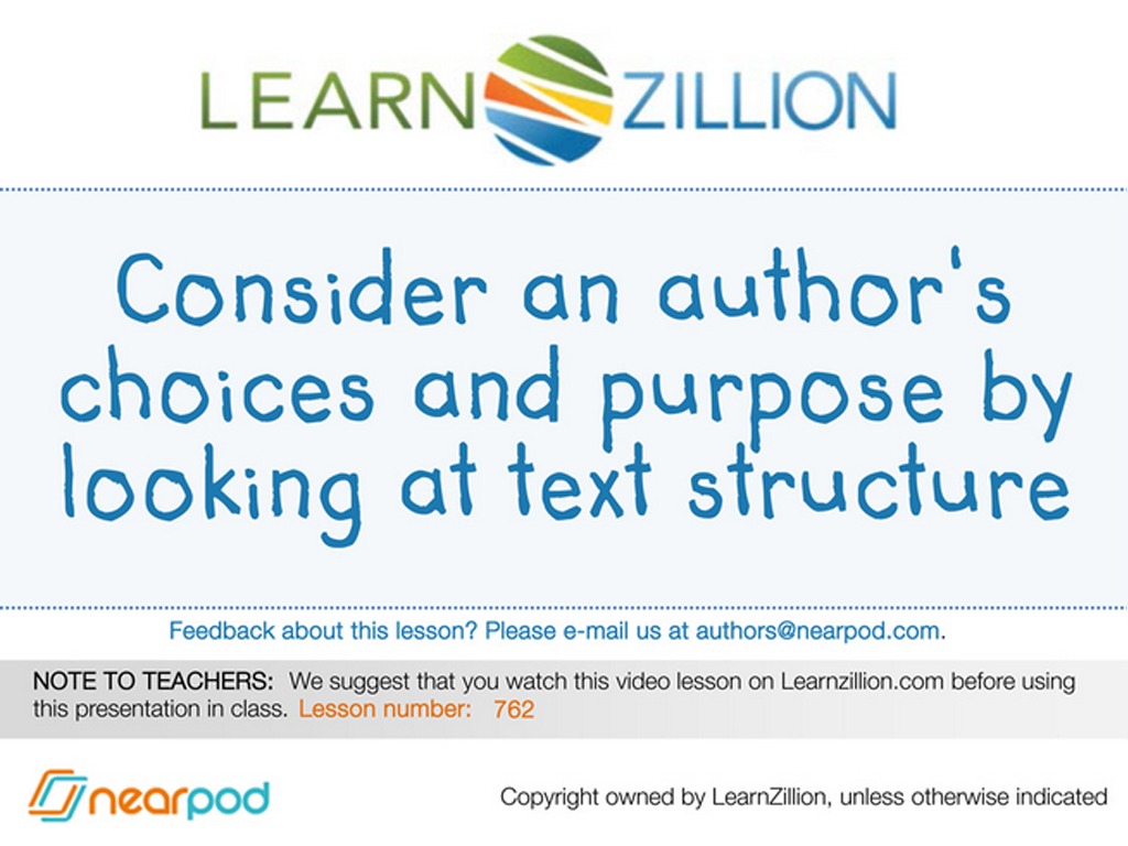 Consider an author's choices