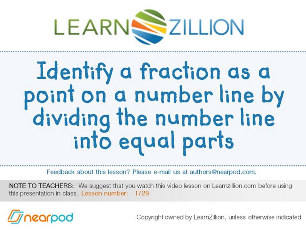Identify a fraction as a point on a number line