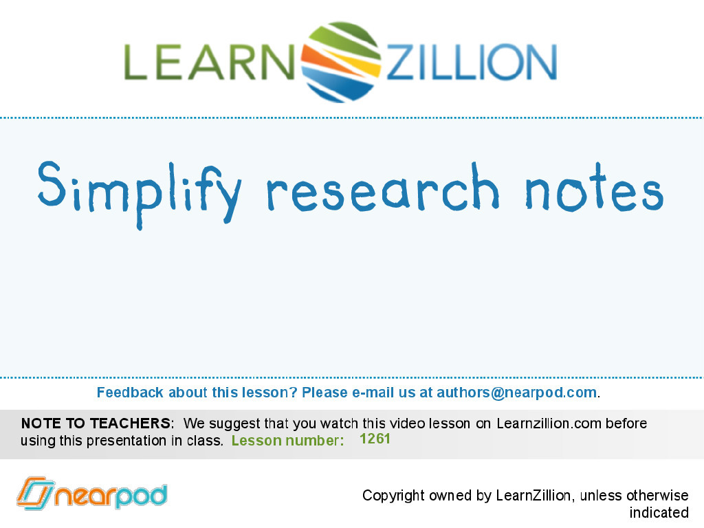 Simplify research notes
