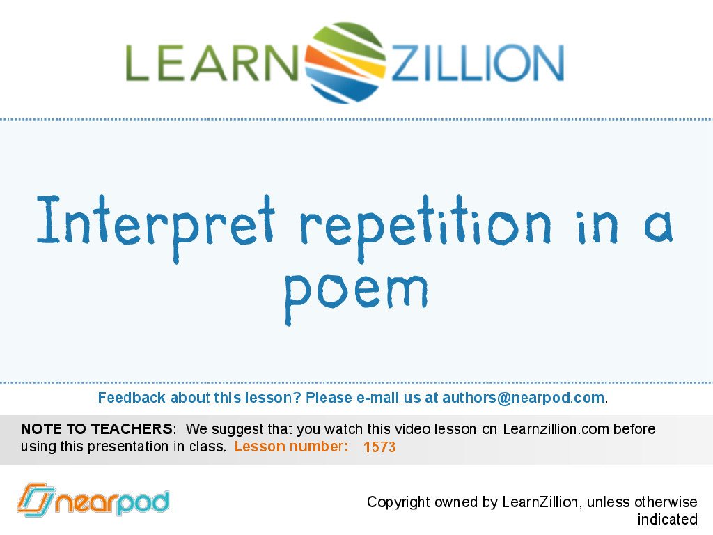 Interpret repetition in a poem