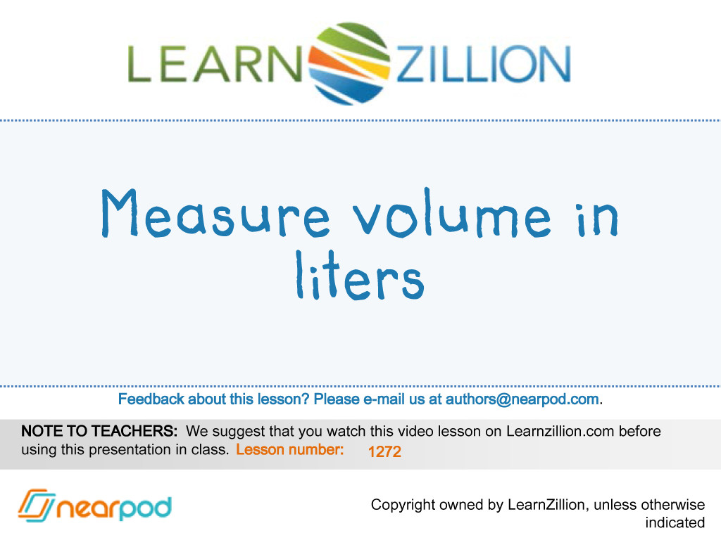 Measure volume in liters