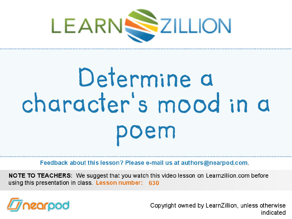 Determine a character's mood in a poem