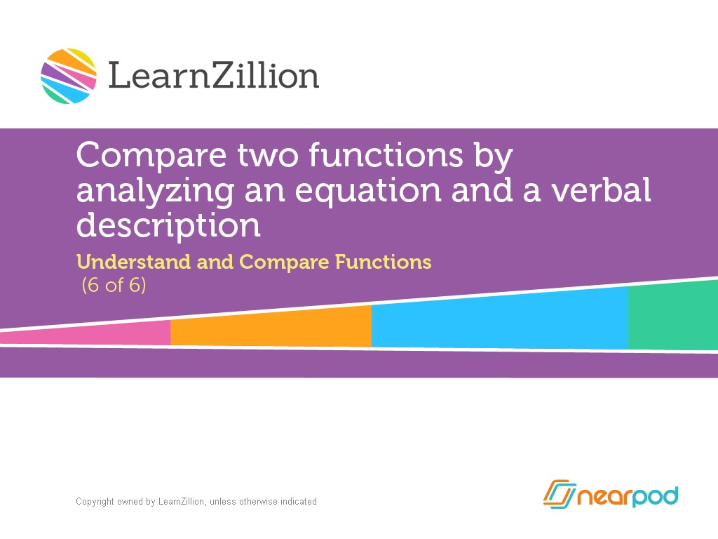 Compare two functions by analyzing an equation