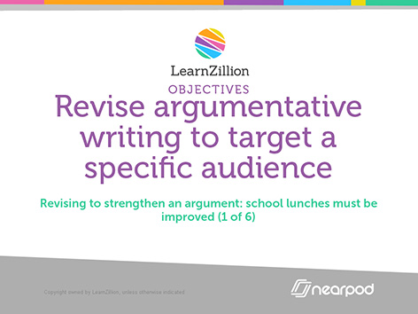 Strengthen argumentative writing by identifying an