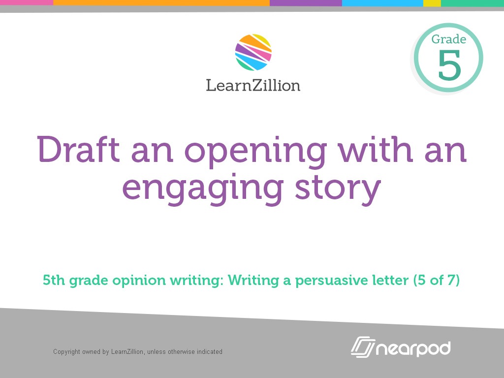 Draft an opening with an engaging story