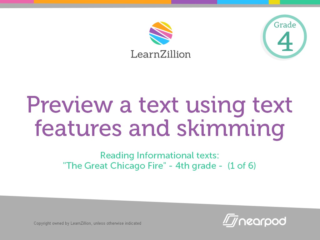 Preview a text using text features and skimming