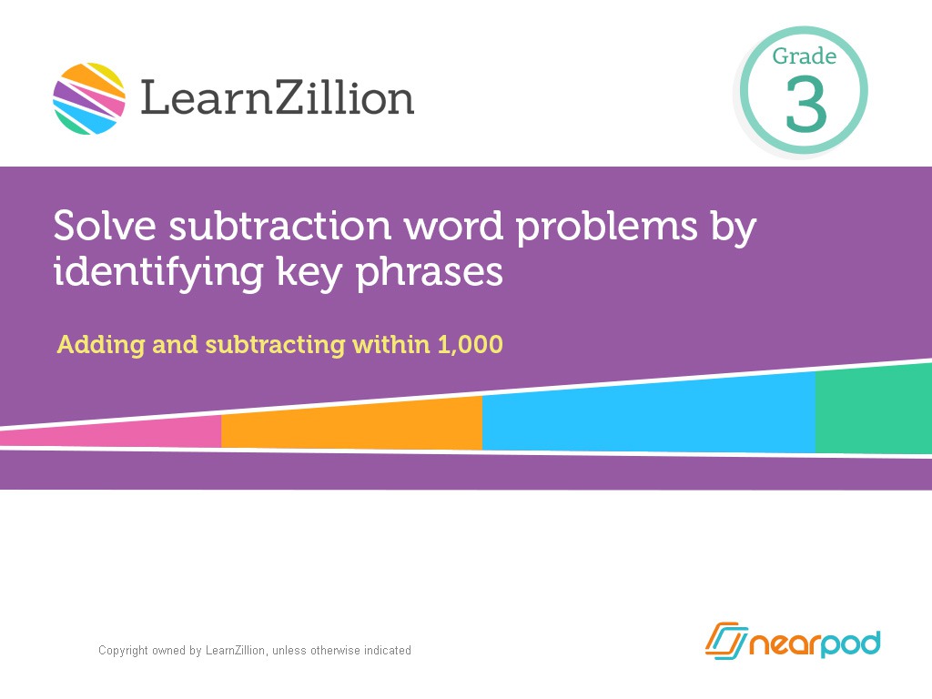Solve subtraction word problems by identifying key phrases