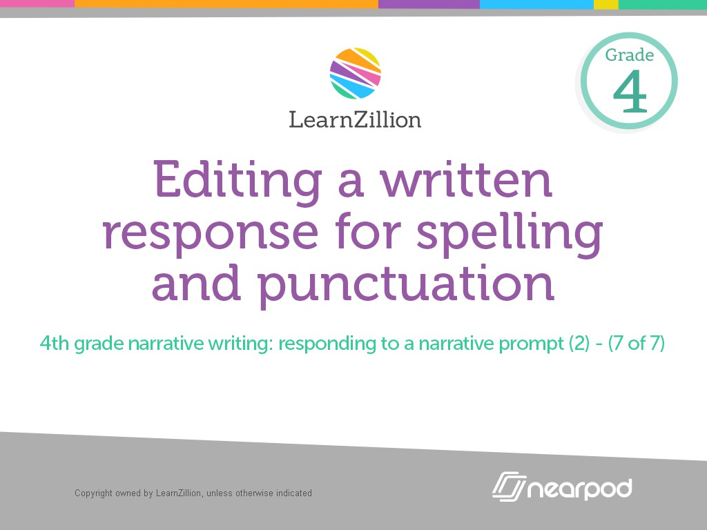 Editing a written response for spelling and punctu